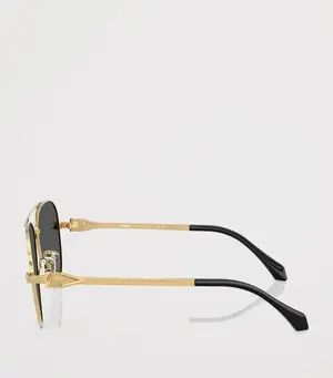 Versace Metal Aviator Sunglasses - Gold