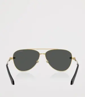 Versace Metal Aviator Sunglasses - Gold