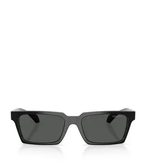 Versace Acetate Rectangular Sunglasses - Black