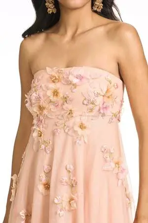 Sachin & Babi Embroidered Strapless Gown