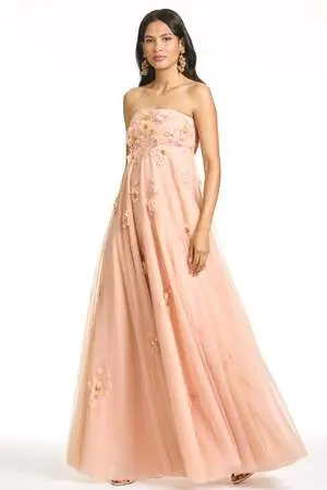 Sachin & Babi Embroidered Strapless Gown