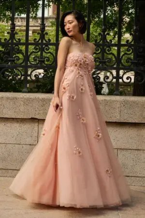 Sachin & Babi Scarlett Embroidered Tulle Empire Waist Gown - Blush