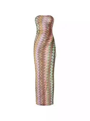 Missoni Zigzag-knit Ruched Maxi Dress - Brown