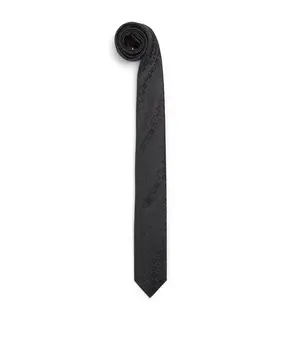 Emporio Armani Silk Jacquard Logo Neck Tie - Black