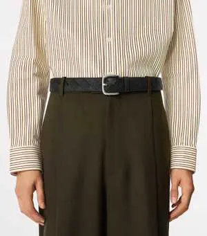 Bottega Veneta Grained Leather Intrecciato Belt
