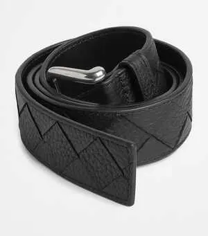 Bottega Veneta Grained Leather Intrecciato Belt