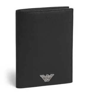 Emporio Armani Saffiano Leather Passport Holder - Black