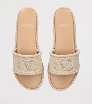 Valentino Garavani Canvas Vlogo Espadrille Slides
