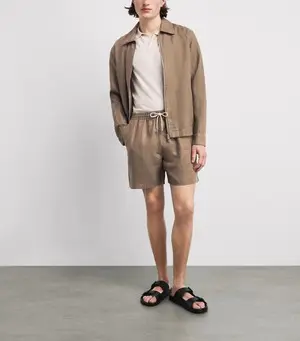 NN.07 Nn07 Linen Zip-up Jacket With Classic Collar