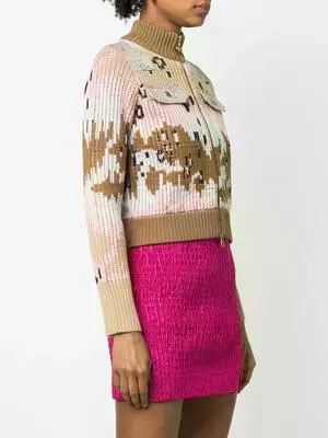 DIESEL® Open-knit Zip-up Knitted Jacket