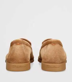 Santoni Suede Malibu Loafers - Beige