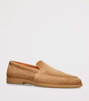 Santoni Suede Malibu Loafers - Beige