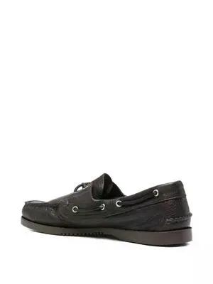 Paraboot Pebbled Leather Boat Shoes - Brown