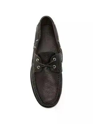 Paraboot Pebbled Leather Boat Shoes - Brown