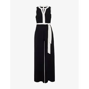 PHASE EIGHT Colorblock-print Woven Jumpsuit - Black/ivory