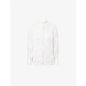 Zimmermann Aster Lace Embroidered Ramie Top - Ivory