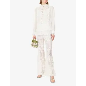 Zimmermann Aster Lace Embroidered Ramie Top - Ivory