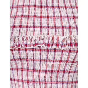 AMY LYNN Mona Windowpane-check Smocked Cotton Top - Red