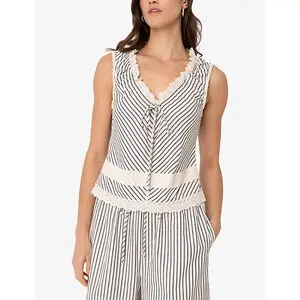 AMY LYNN Striped V-neck Cotton Top