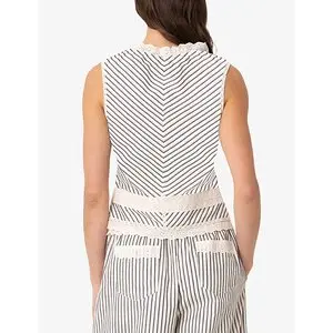 AMY LYNN Striped V-neck Cotton Top
