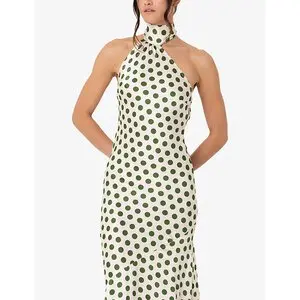 AMY LYNN Baia Polka-dot Satin Maxi Dress