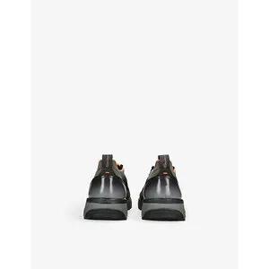 Santoni Innova Leather And Knitted Trainers