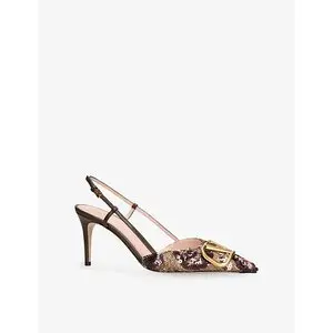 Valentino Garavani Vlogo Signature Sequined Slingback Pumps - Dk.brn Com