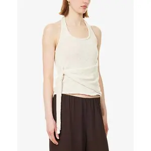 4TH & RECKLESS Braya Boucle Knit Halter Neck Sleeveless Top