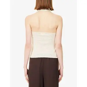 4TH & RECKLESS Braya Boucle Knit Halter Neck Sleeveless Top