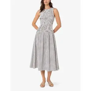 AMY LYNN Gingham-print Smocked Cotton Midi Dress
