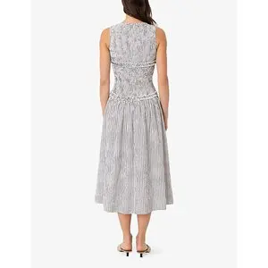 AMY LYNN Gingham-print Smocked Cotton Midi Dress