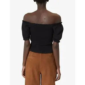 The Kooples Off-shoulder Stretch-woven Top With Bow Detail
