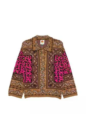 Farm Rio Paisley Leopard-print Polo Top