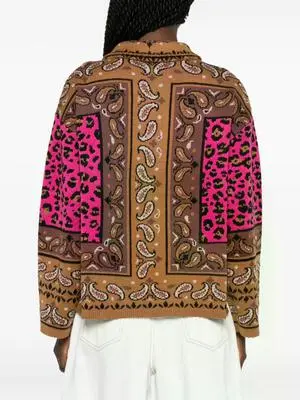 Farm Rio Paisley Leopard-print Polo Top