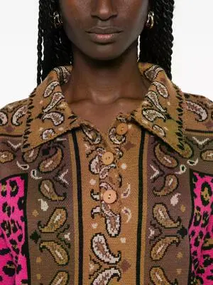 Farm Rio Paisley Leopard-print Polo Top