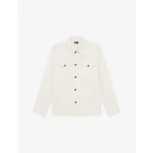The Kooples Collared Button-down Stretch-cotton Shirt - Ecru