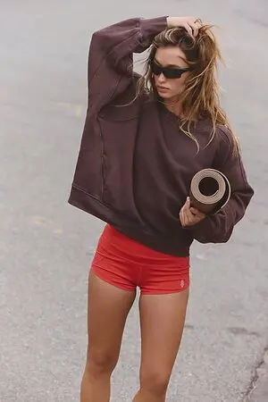 Free People Trackline Crewneck Sweatshirt - Black Walnut