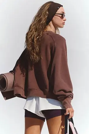 Free People Free People Trackline Crewneck Sweatshirt Cocoa