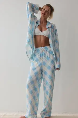 Sleeper Oversized Plaid Shirt - Blue Plaid