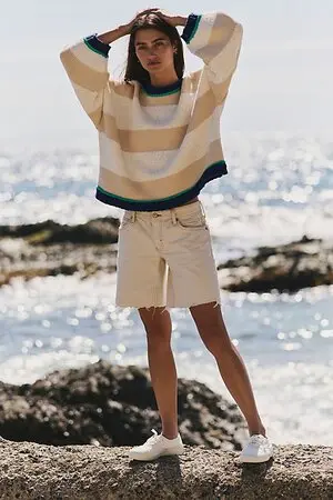 Free People We The Free Solana Low-rise Denim Shorts - Ecru