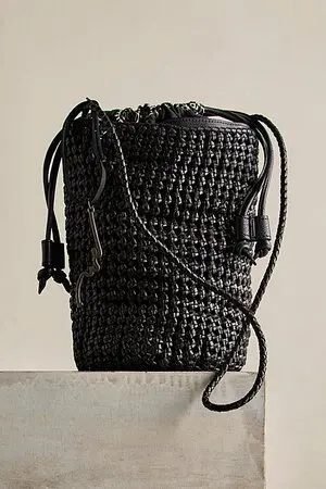 Free People Woven Bucket Bag With Drawstring Closure