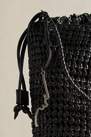 Free People Woven Bucket Bag With Drawstring Closure