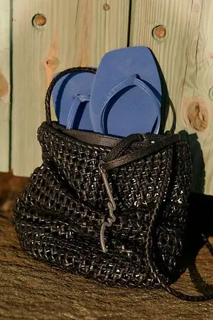 Free People Woven Bucket Bag With Drawstring Closure