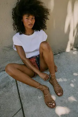Free People Suede Ankle Wrap Sandals