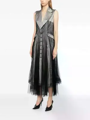 QUETSCHE Sleeveless Tailored Dress With Tulle Overlay