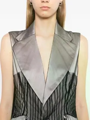 QUETSCHE Sleeveless Tailored Dress With Tulle Overlay