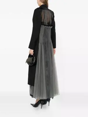 QUETSCHE Single-breasted Coat With Tulle Trim