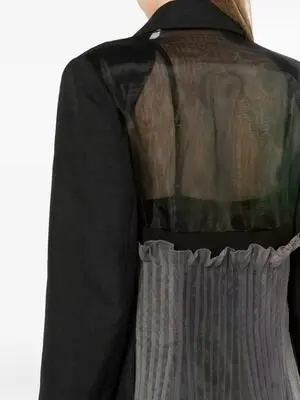 QUETSCHE Single-breasted Coat With Tulle Trim