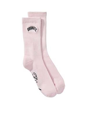 Pink Crew Socks With Patterned Design - Pink