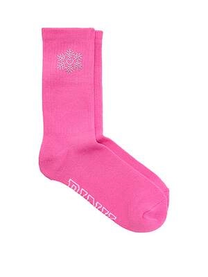Pink Crew Socks With Patterned Design - Pink